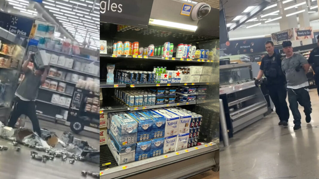 Angry Walmart customer destroys Anheuser-Busch products in viral video
